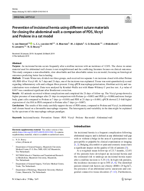 (PDF) Prevention of incisional hernia using different suture materials ...