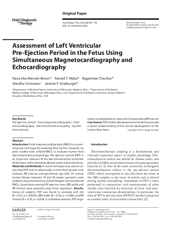 (PDF) Assessment of Left Ventricular Pre-Ejection Period in the Fetus ...