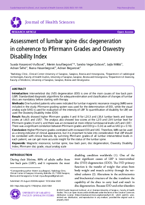 (PDF) Assessment of Lumbar Spine Disc Degeneration in Coherence to ...