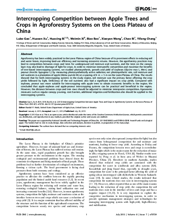 (PDF) Intercropping Competition between Apple Trees and Crops in ...