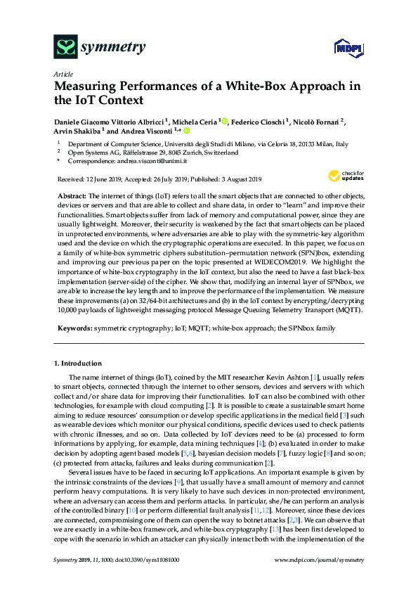 (PDF) Measuring Performances of a White-Box Approach in the IoT Context
