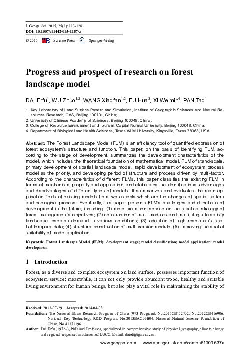 (PDF) Progress and prospect of research on forest landscape model