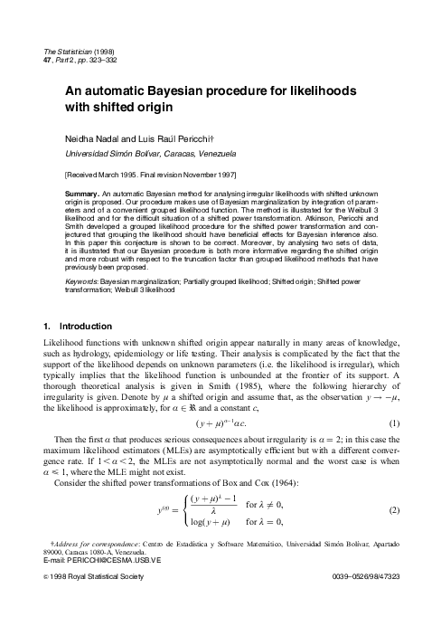 (PDF) An Automatic Bayesian Procedure for Likelihoods with Shifted Origin