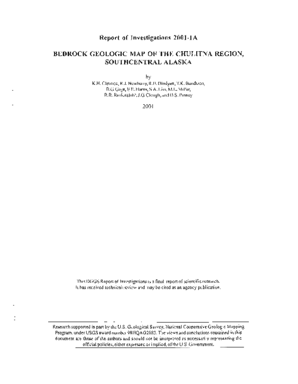 (PDF) Bedrock geologic map of the Chulitna region, southcentral Alaska