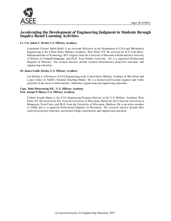 (PDF) Accelerating the Development of Engineering Judgment in Students ...