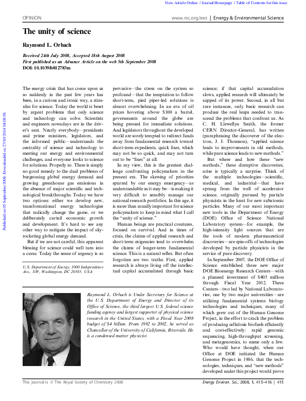 (PDF) The unity of science