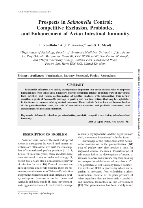 (PDF) Prospects in Salmonella Control: Competitive Exclusion ...