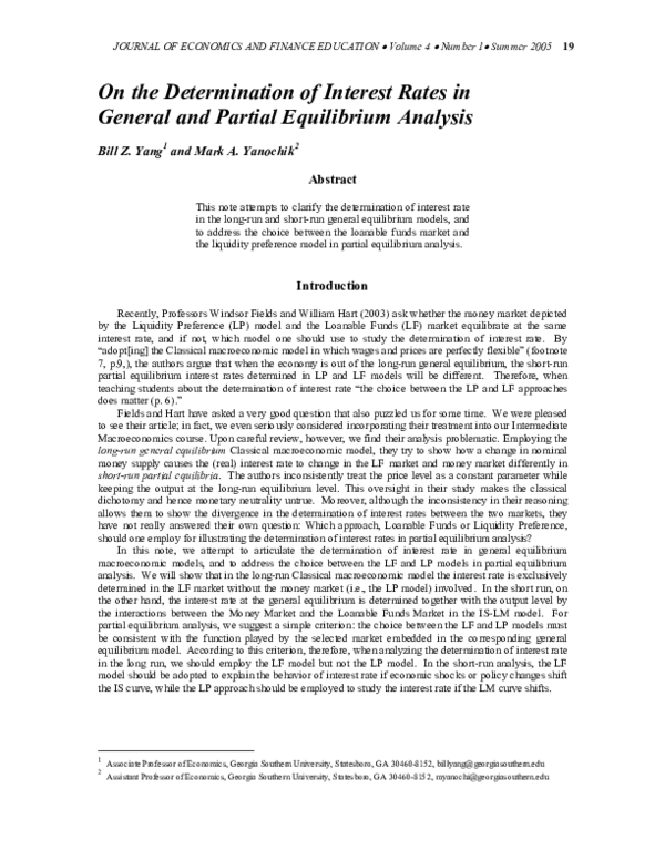 (PDF) On the Determination of Interest Rates in General and Partial ...