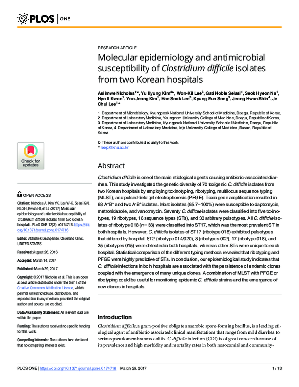 (PDF) Molecular epidemiology and antimicrobial susceptibility of methicillin-resistant ...