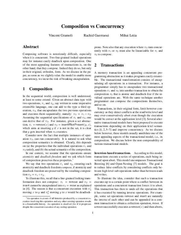 (PDF) Composition vs Concurrency