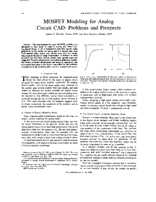(PDF) MOSFET modeling for analog circuit CAD: problems and prospects