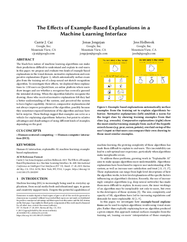 (PDF) The effects of example-based explanations in a machine learning interface