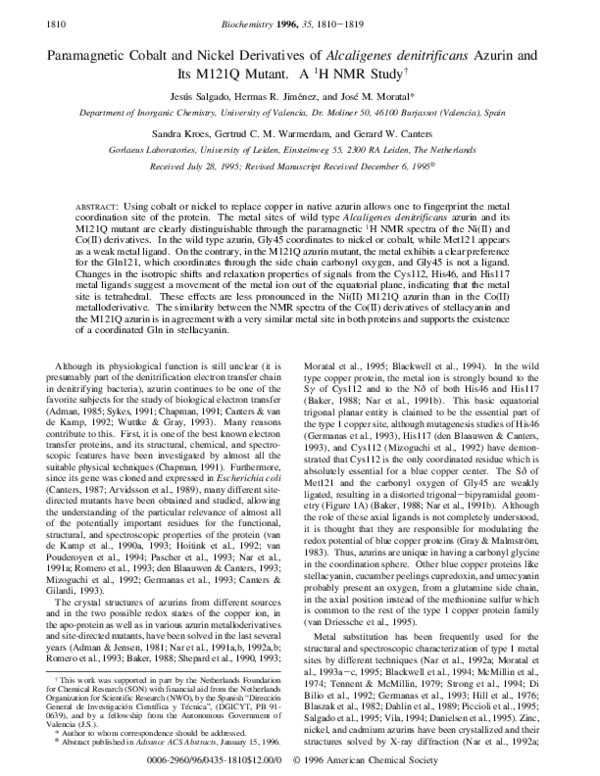 (PDF) Paramagnetic Cobalt and Nickel Derivatives of Alcaligenes ...