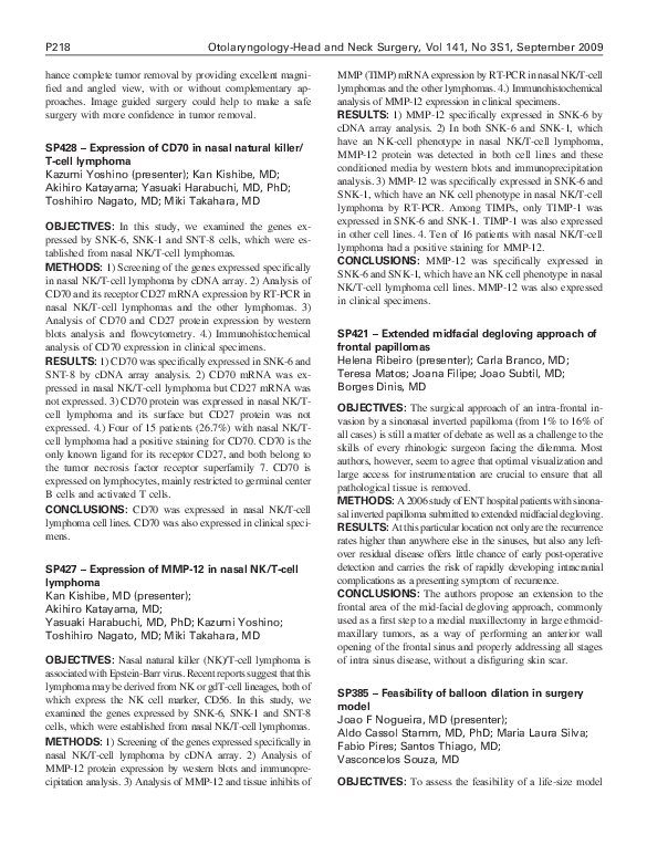 (PDF) SP421 – Extended midfacial degloving approach of frontal papillomas