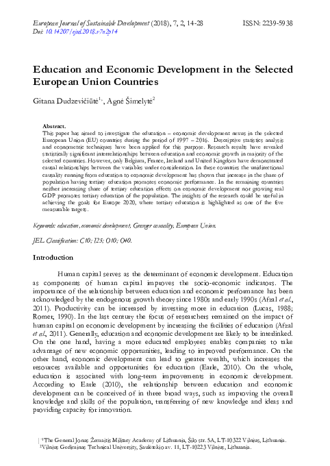 (PDF) Education and Economic Development in the Selected European Union ...