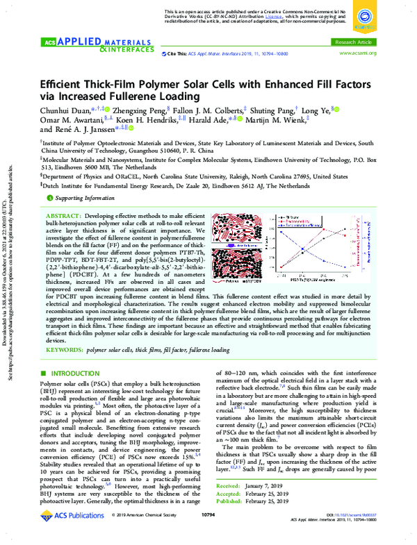 (PDF) Efficient Thick-Film Polymer Solar Cells with Enhanced Fill ...