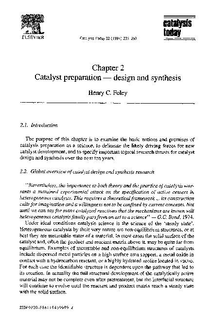 (PDF) Chapter 2 Catalyst preparation design and synthesis