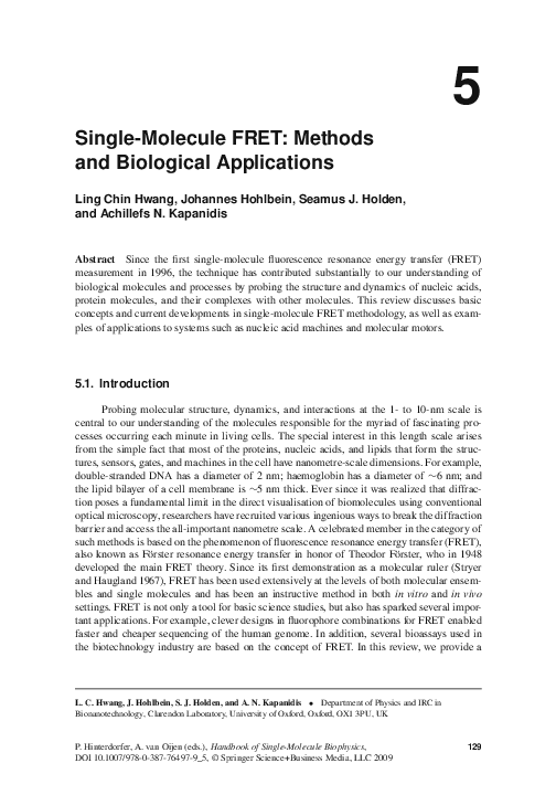 (PDF) Single-Molecule FRET: Methods and Biological Applications