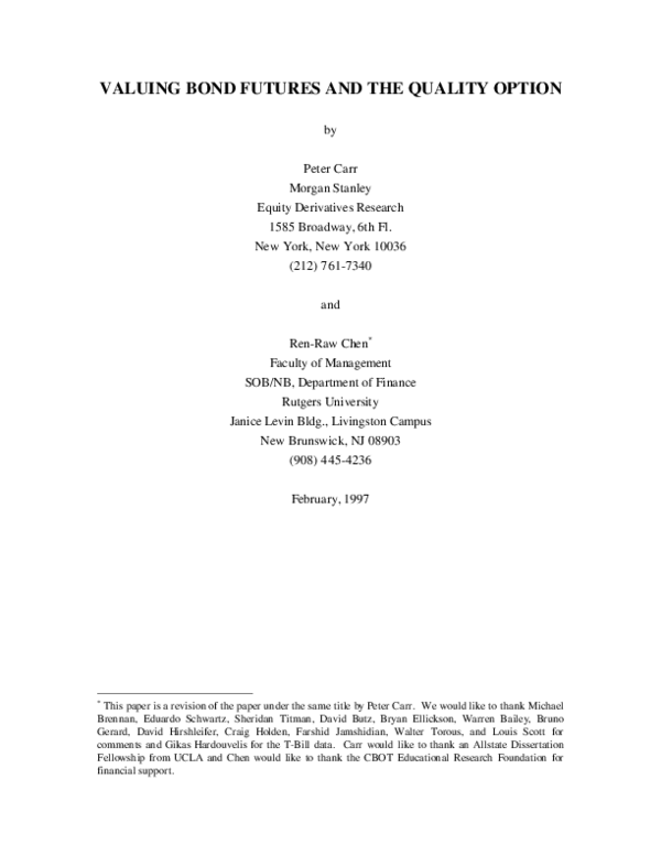 (PDF) Valuing bond futures and the quality option
