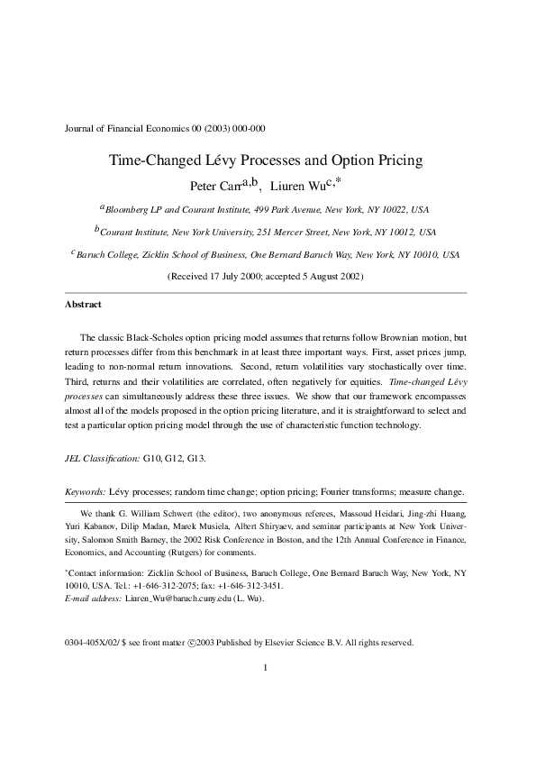 (PDF) Time-Changed Levy Process and Option Pricing