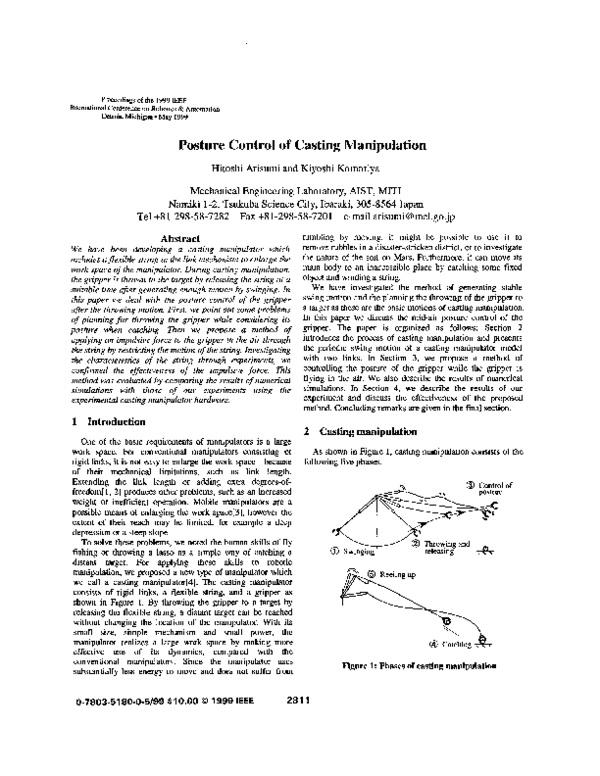 (PDF) Posture control of casting manipulation