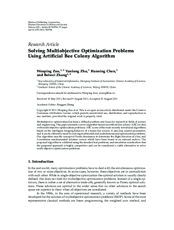 Pdf Solving Multiobjective Optimization Problems Using Evolutionary Algorithm