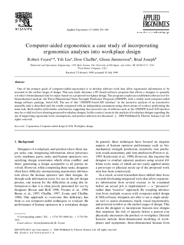 (PDF) Computer-aided ergonomics: a case study of incorporating ...