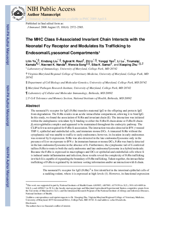 (PDF) The MHC class II-associated invariant chain interacts with the ...