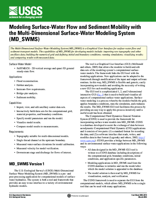 (PDF) Modeling surface-water flow and sediment mobility with the Multi ...