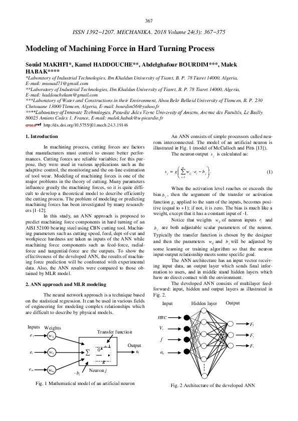 Pdf Modeling Of Machining Force In Hard Turning Process