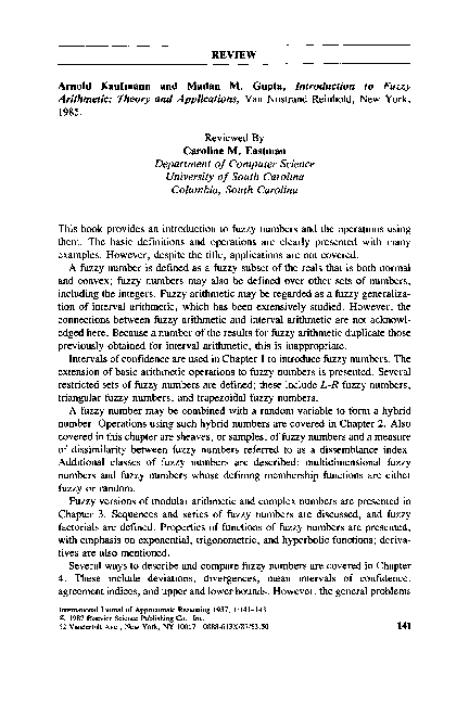 Pdf Introduction To Fuzzy Arithmetic Theory And Applications