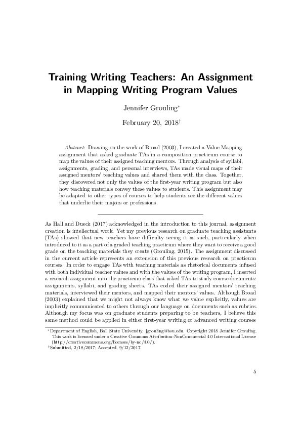 (PDF) Training Writing Teachers: An Assignment in Mapping Writing ...