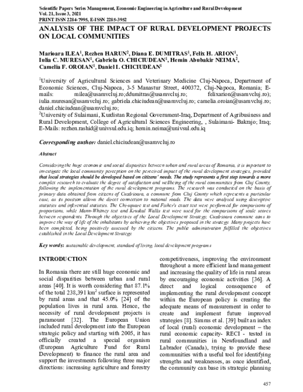 (PDF) Analysis of the impact of rural development projects on local ...