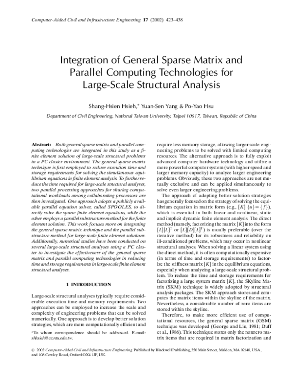 Pdf Integration Of General Sparse Matrix And Parallel Computing