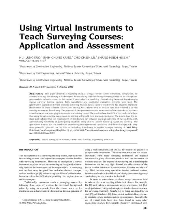 (PDF) Virtual Instruments in Surveying Education Assessment