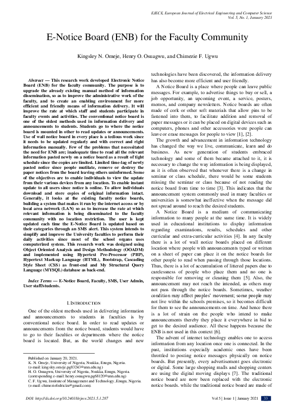(PDF) E-Notice Board (ENB) for the Faculty Community