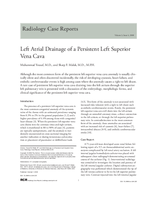 (PDF) Left Atrial Drainage of a Persistent Left Superior Vena Cava