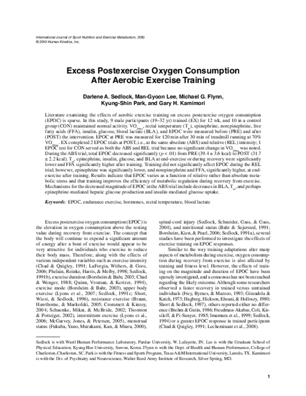 (PDF) Excess postexercise oxygen consumption after high-intensity and ...