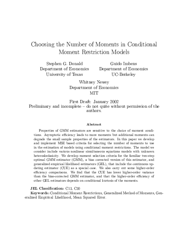 Pdf Choosing The Number Of Moments In Conditional Moment Restriction Models