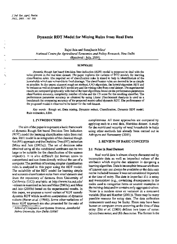 (PDF) Dynamic RDT Model for Mining Rules from Real Data