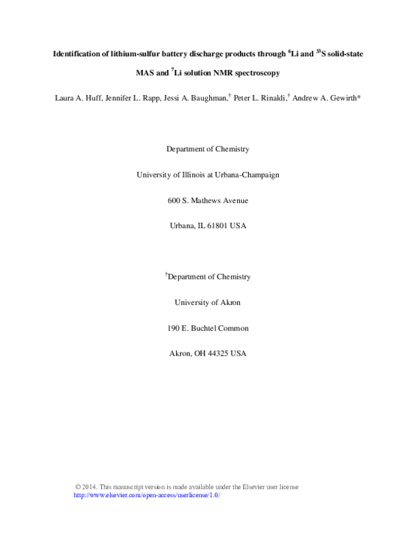 (PDF) Identification of lithium–sulfur battery discharge products ...