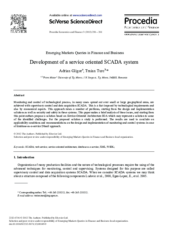 Pdf Development Of A Service Oriented Scada System