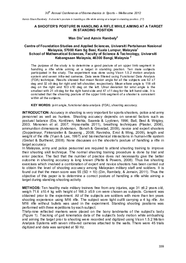 (PDF) A shooter’s posture in handling a rifle while aiming at a target ...