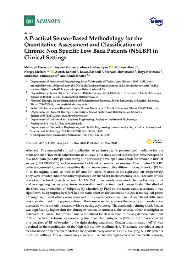 (PDF) A Practical Sensor-Based Methodology for the Quantitative ...