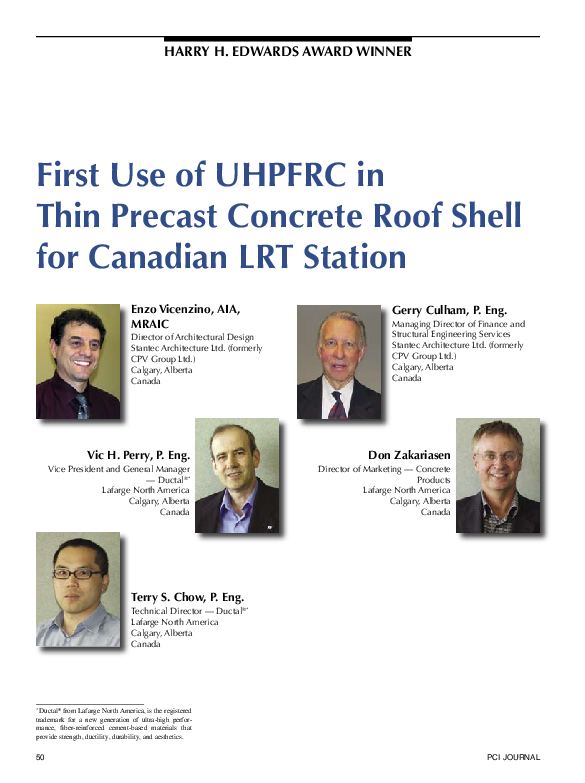 (PDF) UHPFRC Thin Precast Roof Shell for Canadian LRT Station