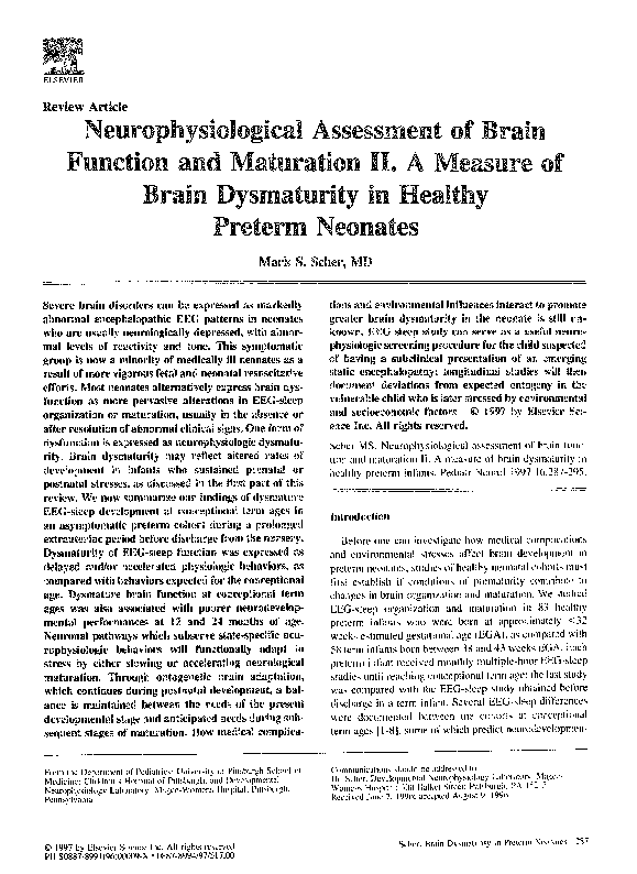 (PDF) Neurophysiological assessment of brain function and maturation II ...