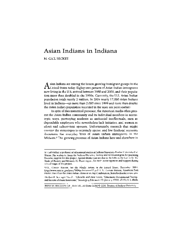 (PDF) Asian Indians in Indiana