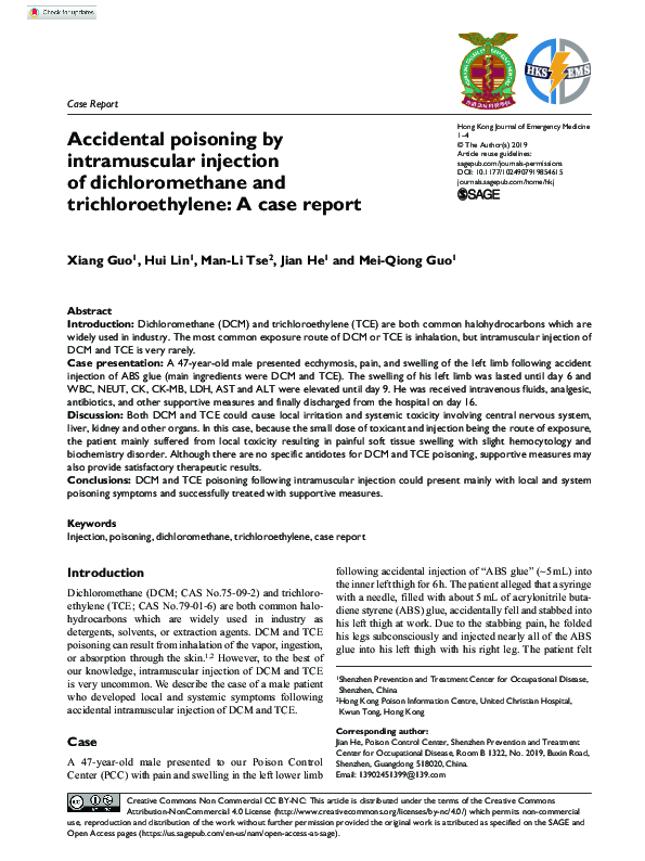(PDF) Accidental poisoning by intramuscular injection of ...