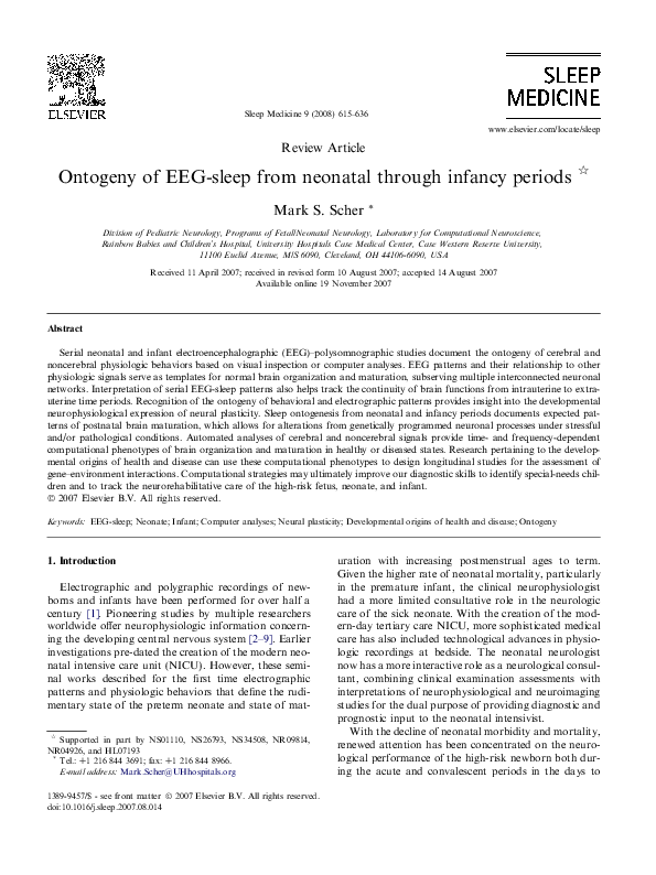 (PDF) Ontogeny of EEG-sleep from neonatal through infancy periods
