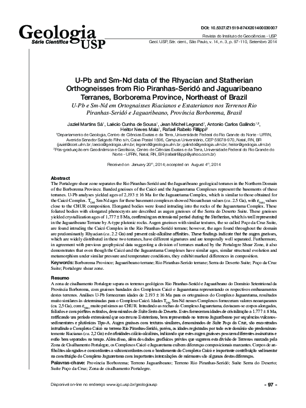 (PDF) U-Pb and Sm-Nd data of the Rhyacian and Statherian Orthogneisses ...